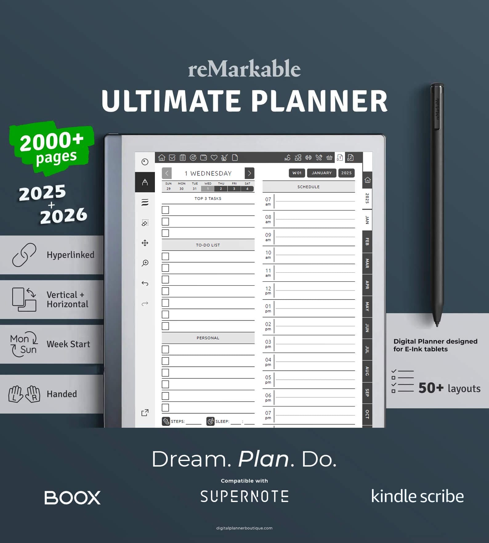 reMarkable Color Planner 2025 & 2026 - Digital Planner Boutique